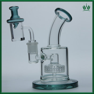6 Inches Green  Color  Mini Oil Rig  Glass Water Bongs With Body Quartz  Banger Carb Cap