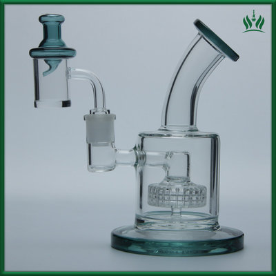 6 Inches Green  Color  Mini Oil Rig  Glass Water Bongs With Body Quartz  Banger Carb Cap