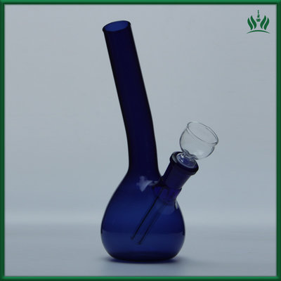 Dark Blue Color Smoking Glass Water Pipe Round 7 Inches ISO Certificated