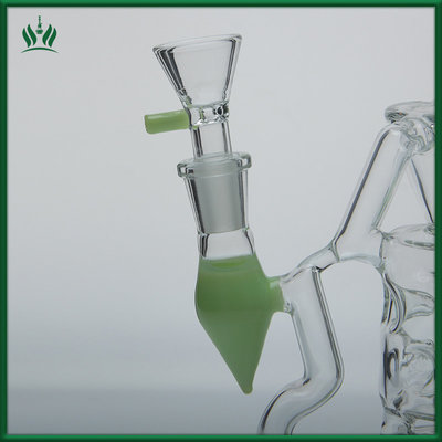 10 Inches Glass Water Bongs , Green Color Water Pipes Glass Bongs With Showerhead