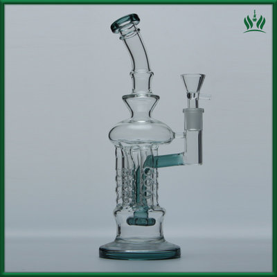 10.6 Inches Swiss Pillar Perc Showhead Perc Glass Water Bubblers Glass Bong