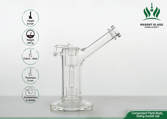 Clear Glass Hookah Hammer Bubbler Water Pipe , Swing Arm Mini Rig Glass Bong