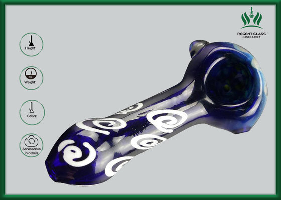 OEM / ODM  Borosilicate Glass Hand Smoking Pipes 9Mm With Blue Color