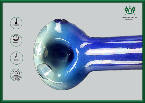 Blue Spoon Glass Hand Pipe Creative style Customers Logo for Smoking