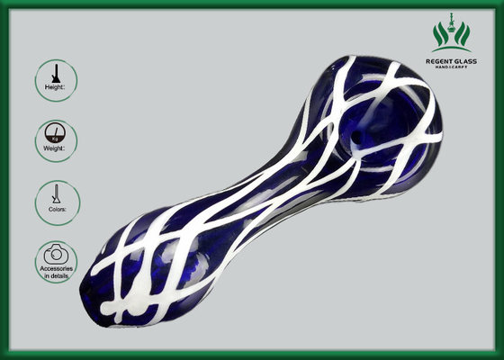 Blue Hand Spoon Glass Bong Smoking Pipes OEM / ODM For Male Adult Smoking