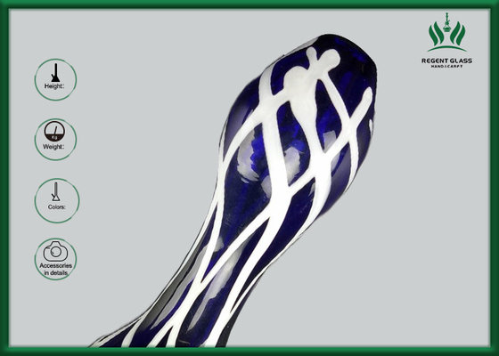 Blue Hand Spoon Glass Bong Smoking Pipes OEM / ODM For Male Adult Smoking