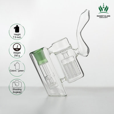 Showerhead Diffuser Glass Ash Catcher 5 Inches Green 8 Fingers Water Pipe Glass Bong