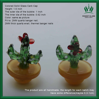 Cactus Shaped Glass Bubbler Carb Cap Dabber , Custom Dabber DAB Tool Carb Cap