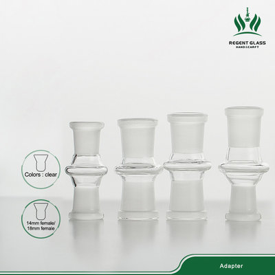 Clear Glass Adapter Bongs , 14mm Female Two Joints Dropdown Double Female Adapter