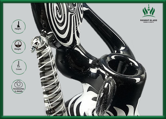 Borosilicate  Glass Recycling Hookah Tube 9mm With Black And White Color