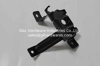 China metal stamping parts, black coated steel stamping support bracket supplier