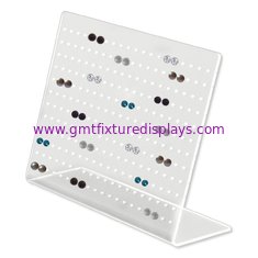 China L-Shape Clear Acrylic Jewelry Earring Display Counter Plexiglass Jewellery Earring Holder supplier