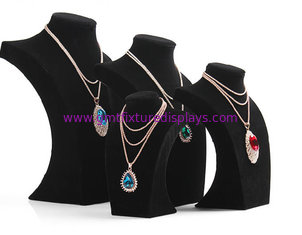 China Jewelry Display Multi Necklace Holder Bust in Black Velvet Height 12",10",9",7" supplier
