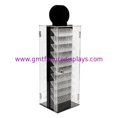 China Clear Plexiglass Acrylic Locking Display Case W/ Double-Sided 10 Shelves & Top Header supplier