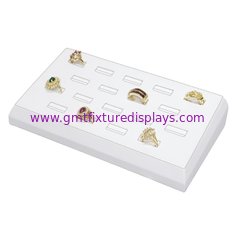 China Slanted Ring Jewelry Display Tray 18 Slots White Faux Leather Ring Stand supplier