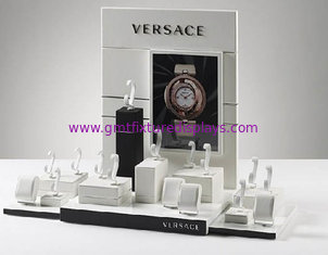 China Various Wrist Watch Display Stand Glossy White Wooden Display 650*380*400 mm supplier