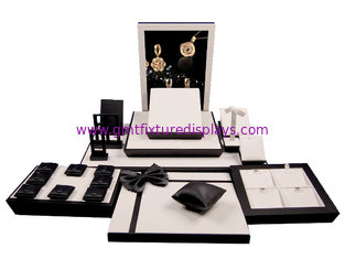 China High Glossy Black Wooden Window Jewelry Display Set Jewellery Display Stand supplier