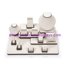 China Jewelry Shop Cabinet Display Set Chocolate/Beige Fabric Stand for Necklace,Earring,Ring supplier