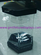 China Hexagonal 3 Tiers Clear Turning Acrylic Watch Display Stand with Locking Case LED Light supplier