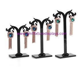 China 3pcs Set Tree Shape Black Earring Display Plexiglass Jewellery Earring Rack supplier