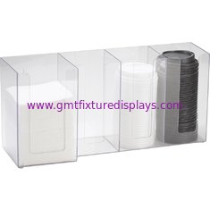 China Wall Mounted Clear Acrylic 4 Section Cup Lid Napkin Organizer Holder Dispenser supplier