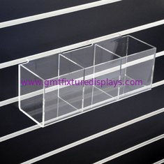China Wall Mounted Clear Slatwall Acrylic Display W/ 3 Boxes Perspex Bins supplier