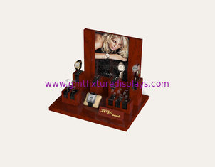 China Wholesale Customzied Showcase Wood Watch Display Window Stand W/ C-ring Holder supplier