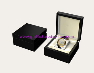 China Lockable Watch Box with Glossy Black Wooden Box  Inside PU Leather 150*150*50mm supplier