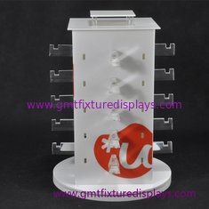 China Revolving White Acrylic Sunglasses Display Stand Free Standing Eyewear Display For 20pcs Glasses supplier