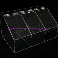 China Clear Slatwall Acrylic Candy Display W/ 3 Boxes Perspex Bins with Dividers supplier