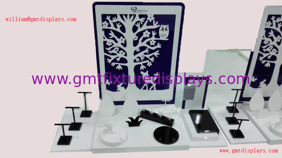 CounterJewelry Display Set Customized  Design White & Black Acrylic Stand  for Showcase supplier