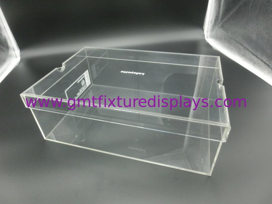 Fashion Plexiglass Display Shoe Case / Plastic Acrylic Shoe Box Storage Organizer supplier