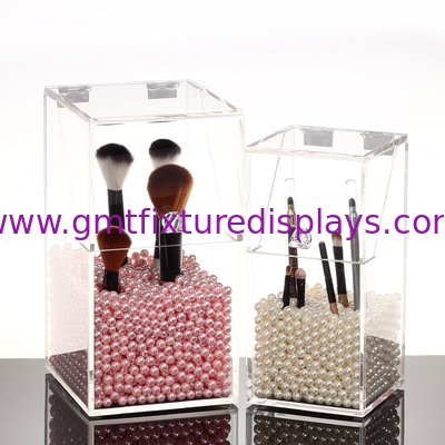 Plexiglass Makeup Brush Display Stand Clear Acrylic Cosmetic Brush Holder supplier