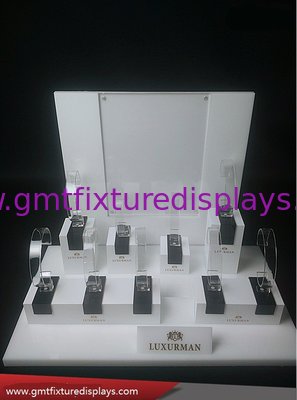 Removal Countertop Plexiglass Watch Display Rack White & Clear Acrylic Watch Stand supplier