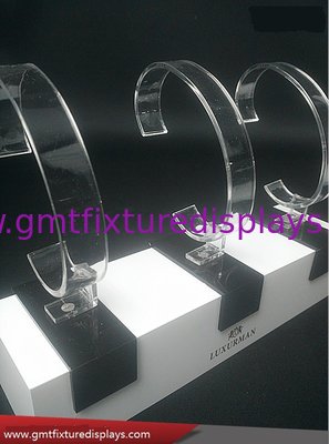 Removal Countertop Plexiglass Watch Display Rack White & Clear Acrylic Watch Stand supplier