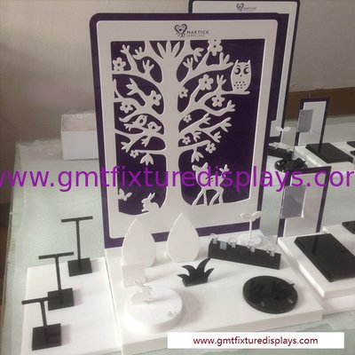 CounterJewelry Display Set Customized  Design White & Black Acrylic Stand  for Showcase supplier