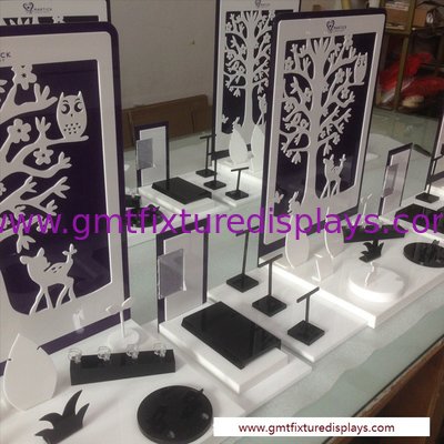 CounterJewelry Display Set Customized  Design White & Black Acrylic Stand  for Showcase supplier
