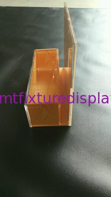 Wall Mounted Wood Grain Plexi Sign Holder Acrylic Display Stand W/ 3 Boxes Plastic Document Holder supplier
