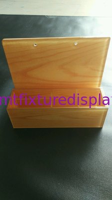 Wall Mounted Wood Grain Plexi Sign Holder Acrylic Display Stand W/ 3 Boxes Plastic Document Holder supplier