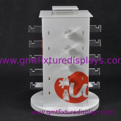 Revolving White Acrylic Sunglasses Display Stand Free Standing Eyewear Display For 20pcs Glasses supplier