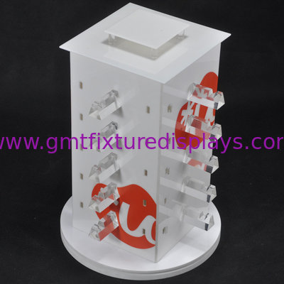 Revolving White Acrylic Sunglasses Display Stand Free Standing Eyewear Display For 20pcs Glasses supplier