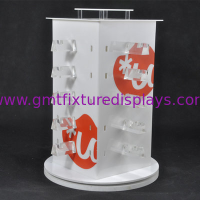 Revolving White Acrylic Sunglasses Display Stand Free Standing Eyewear Display For 20pcs Glasses supplier