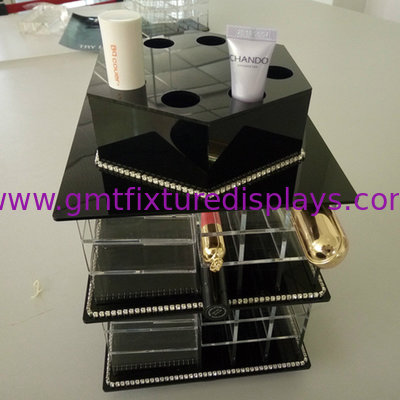 Acrylic Makeup Organizer for Cosmetics Compartment Plexiglass Cosmetics Display Case supplier