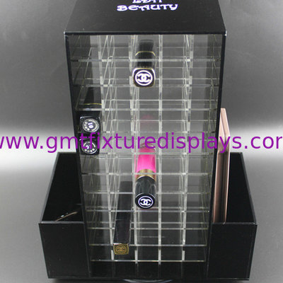 Acrylic Makeup Organizer for Cosmetics Compartment Plexiglass Rotating Lipstick Display supplier