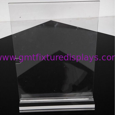 Fashion Vertical A4 Size Clear Acrylic Stand Up Sign Holder Portrait Removable Solid Base supplier