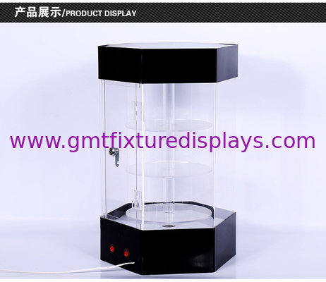 Rotating Multi-tiered Acrylic LED Lighting Jewelry Display Lockable Case supplier