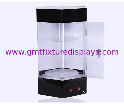 Rotating Multi-tiered Acrylic LED Lighting Jewelry Display Lockable Case supplier