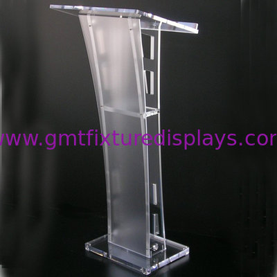 Contemporary Clear Acrylic Lectern & Podium With Storage Shelf teacher podium supplier