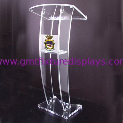 Contemporary Clear Acrylic Lectern & Podium With Storage Shelf teacher podium supplier
