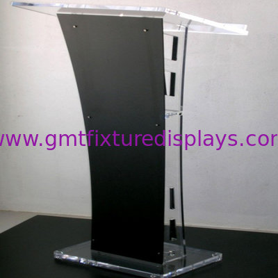 Contemporary Clear Acrylic Lectern & Podium With Storage Shelf teacher podium supplier